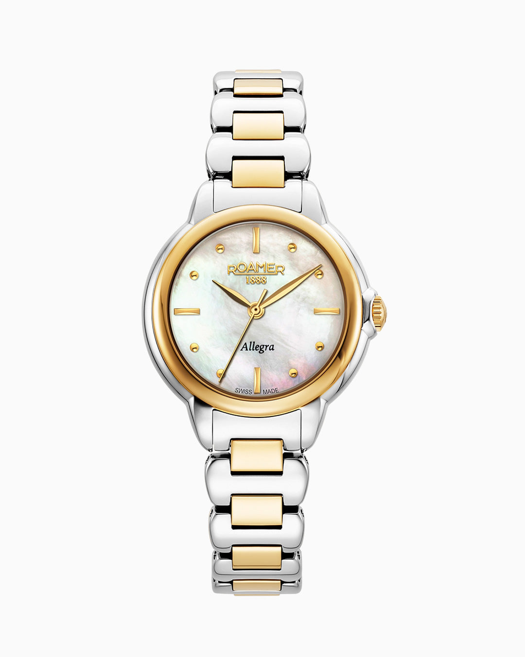 Allegra 32mm Quartz Three-Hand White Mop Dial Two-Tone Bracelet Sapphi ...